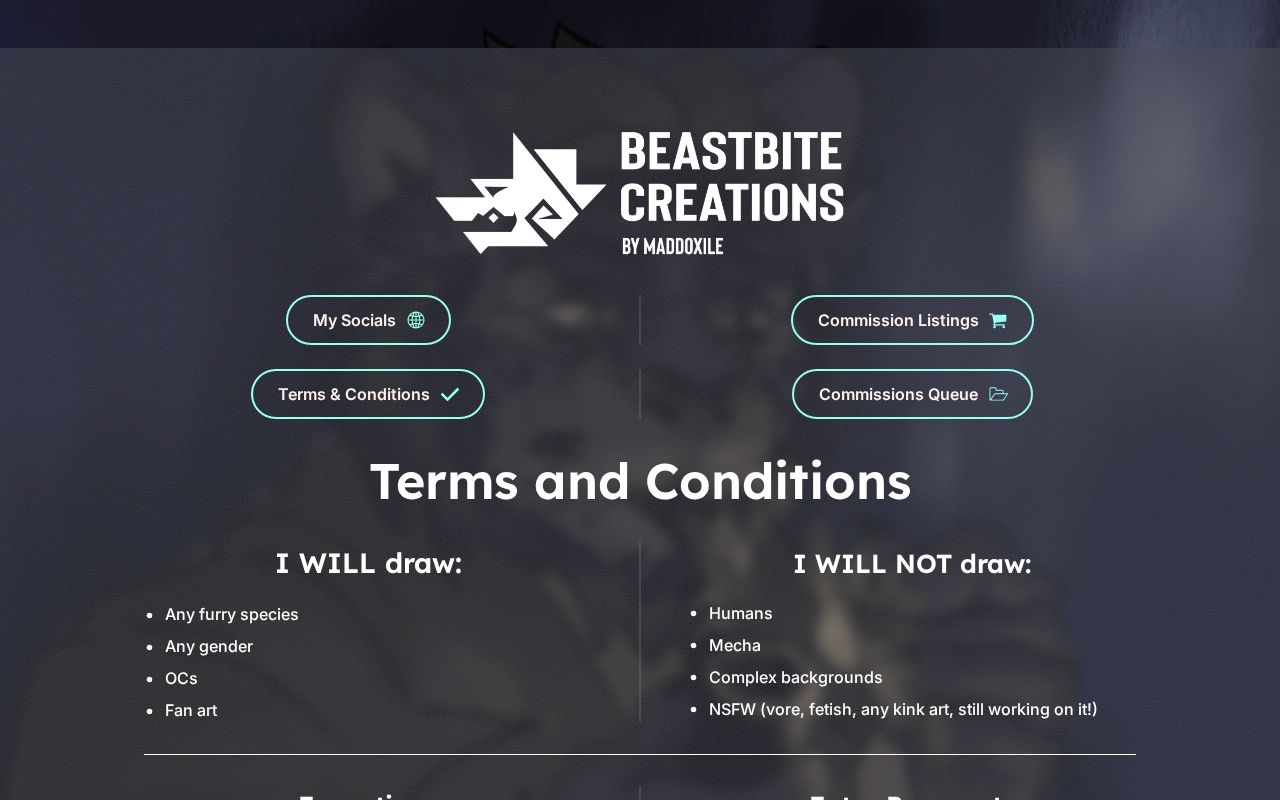 BeastBite Creations by Maddoxile | Terms and Conditions